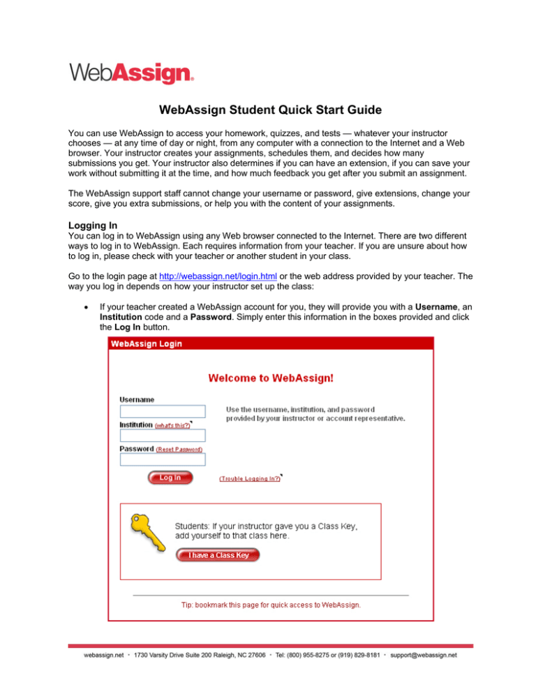 Webassign Student Surrport Holosersourcing