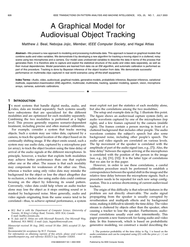 A Graphical Model For Audiovisual Object Tracking