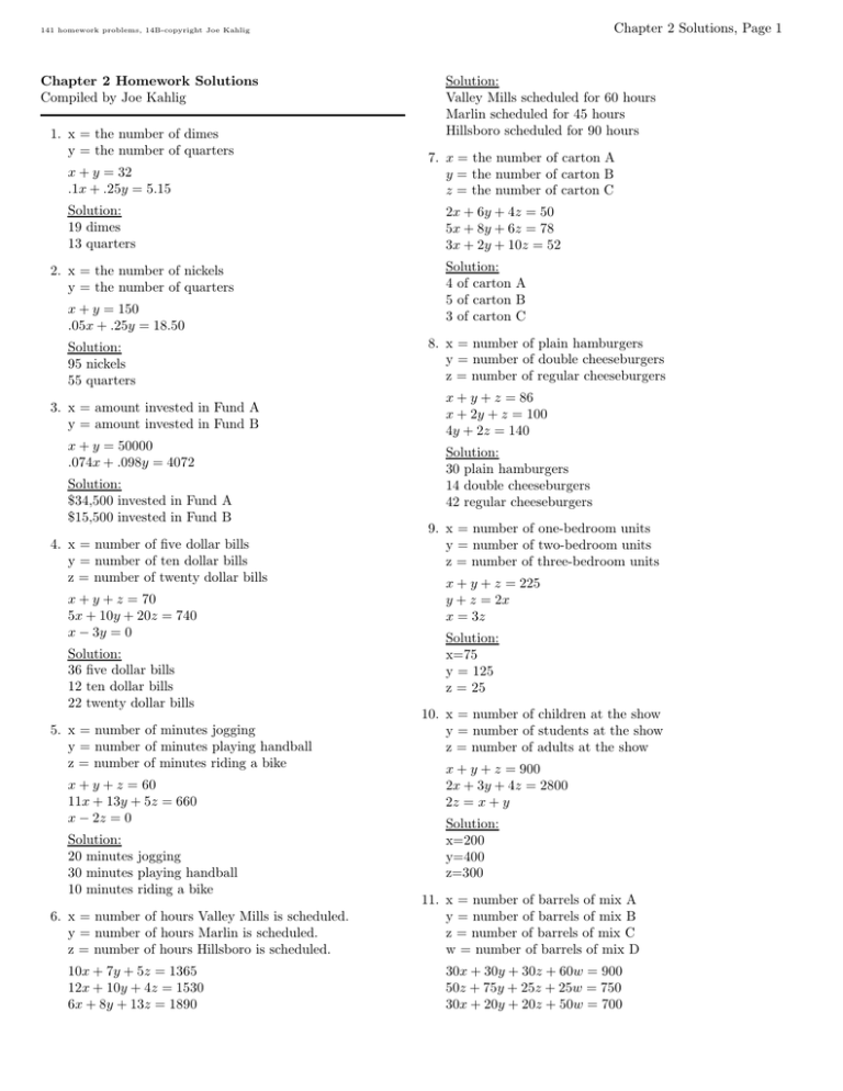 Chapter 2 Solutions Page 1 Solution Chapter 2 Homework Solutions