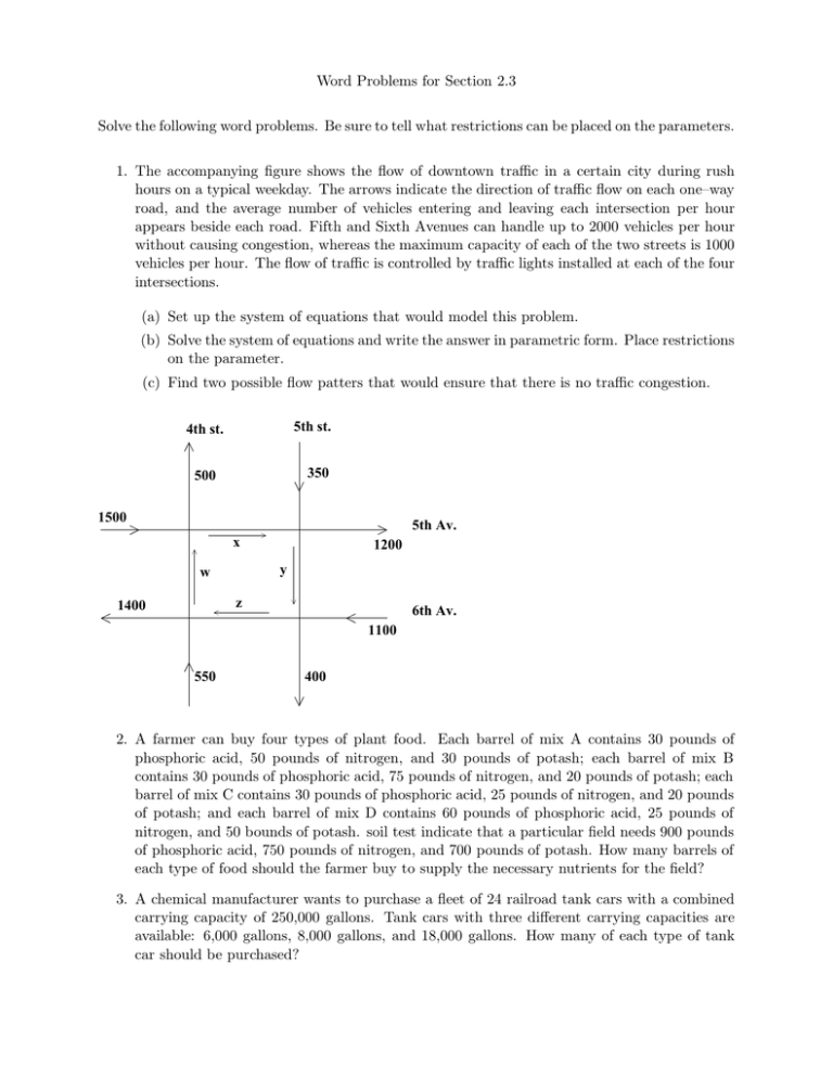 Word Problems For Section 2 3