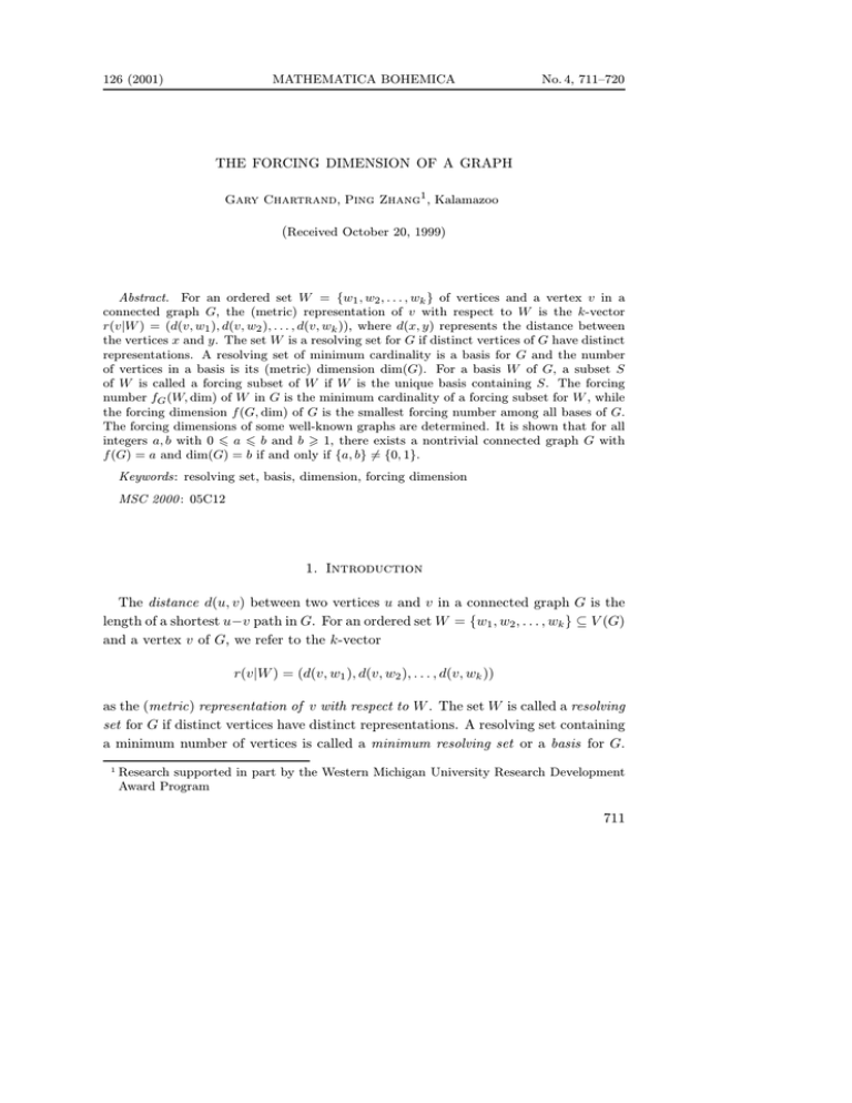 THE FORCING DIMENSION OF A GRAPH THE FORCING DIMENSION OF A GRAPH
