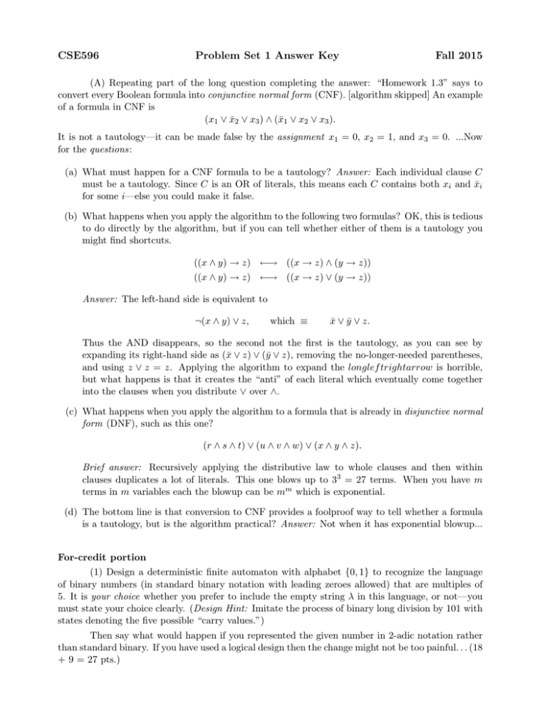 CSE596 Problem Set 1 Answer Key Fall 2015 CSE596 Problem Set 1 Answer Key Fall 2015