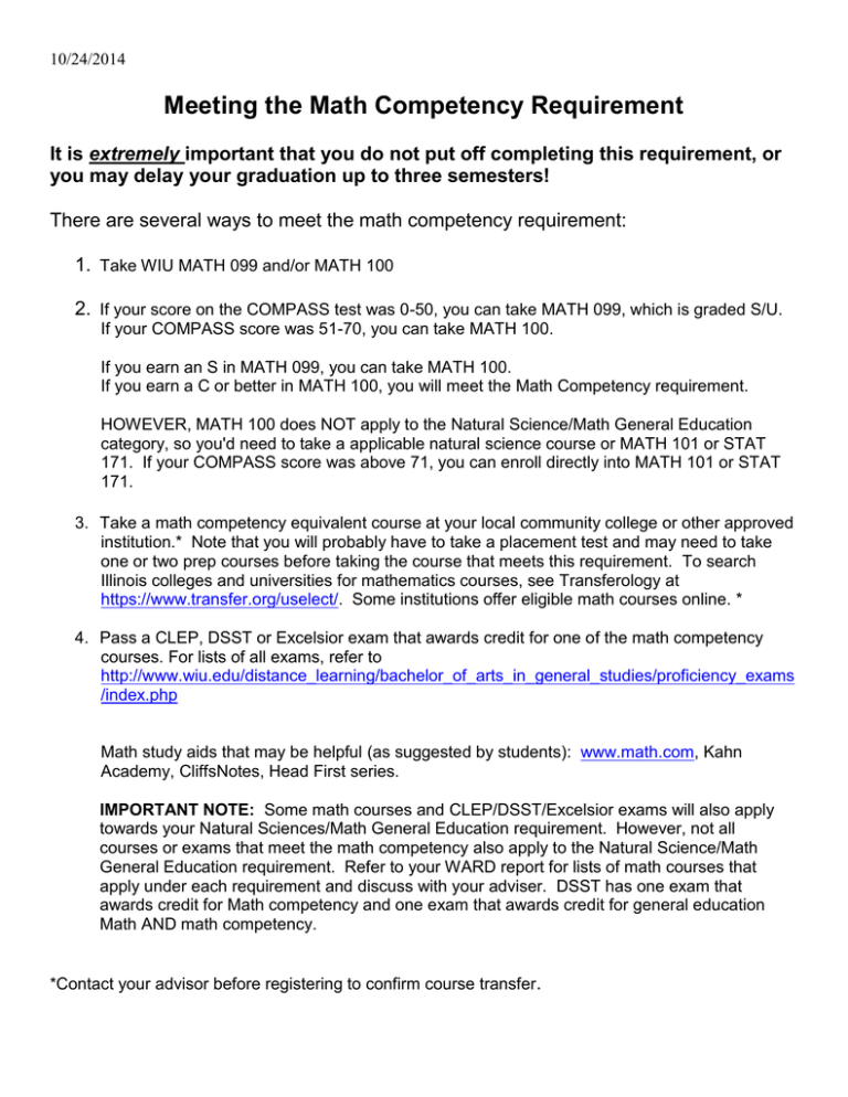 Meeting The Math Competency Requirement Extremely