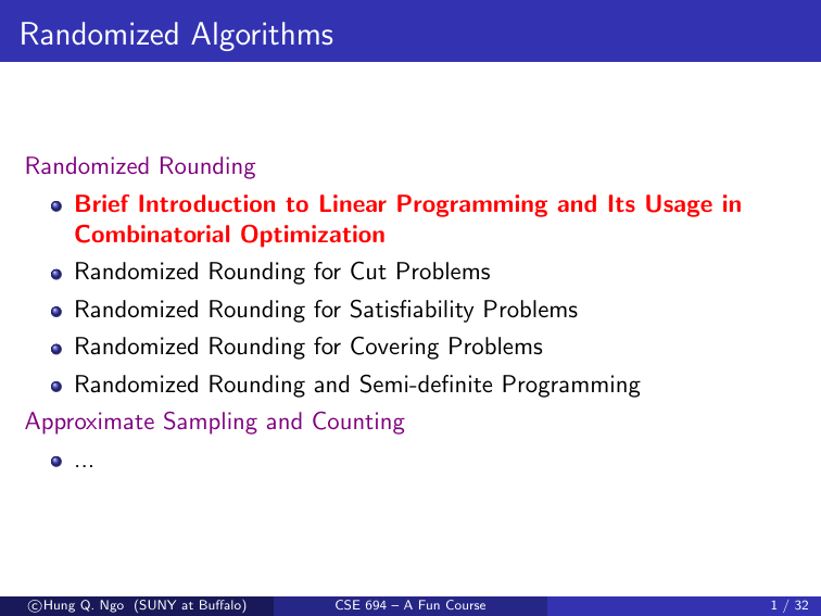 Randomized Algorithms Randomized Algorithms