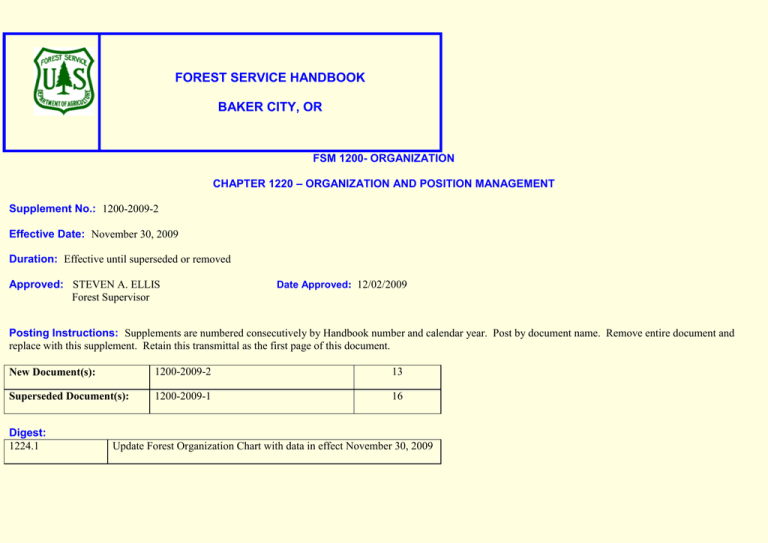 Wallowa-Whitman National Forest Organization Chart Update