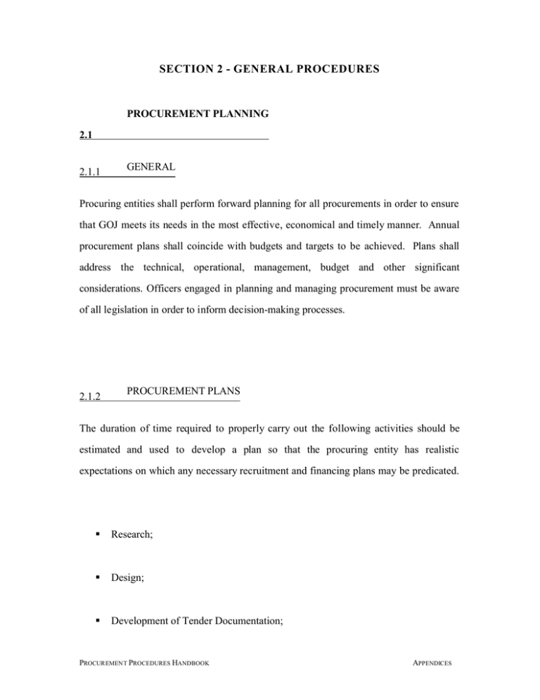 SECTION 2 - GENERAL PROCEDURES