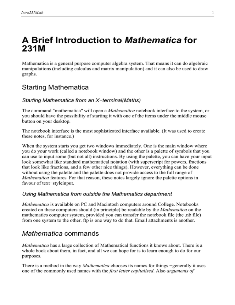 Mathematica 231M