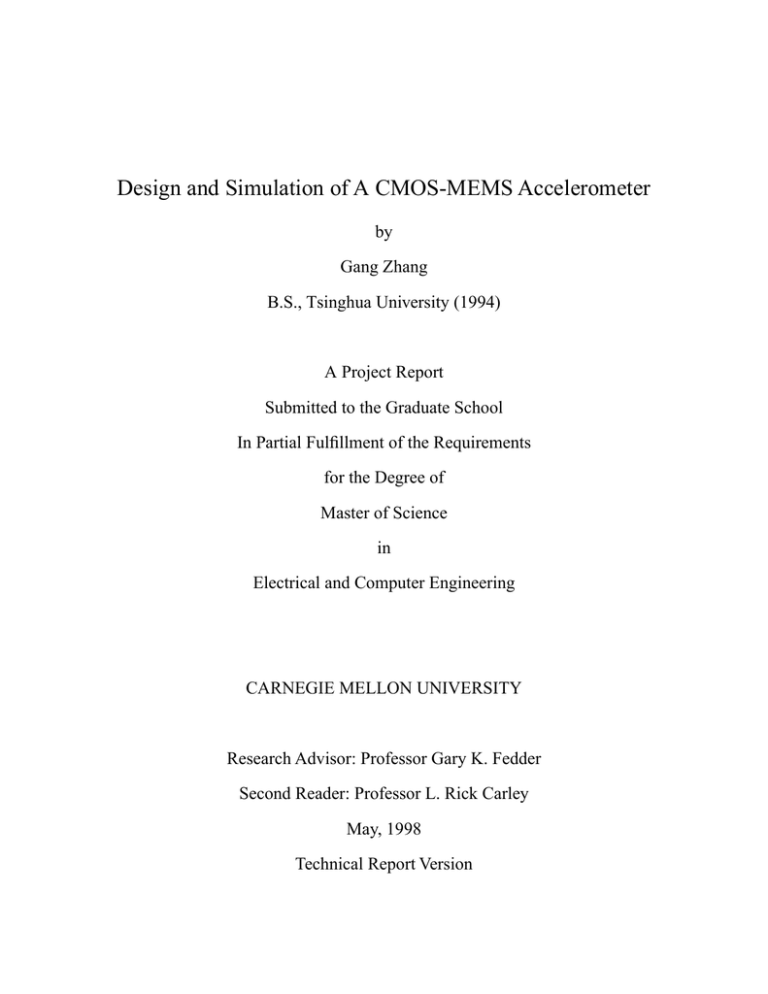 Design And Simulation Of A Cmos Mems Accelerometer