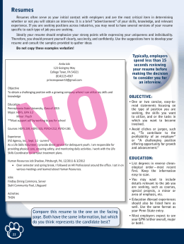 Sample Student Video Resume Script