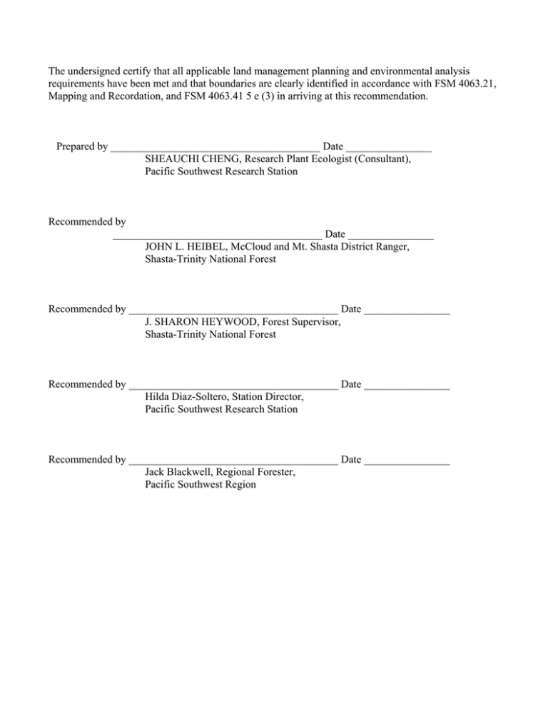 The Undersigned Certify That All Applicable Land Management Planning The Undersigned Certify That All Applicable Land Management Planning