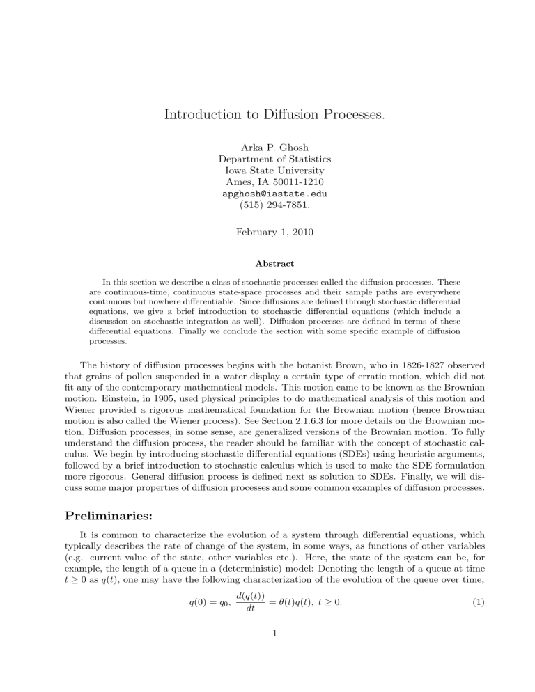 Introduction to Diffusion Processes.