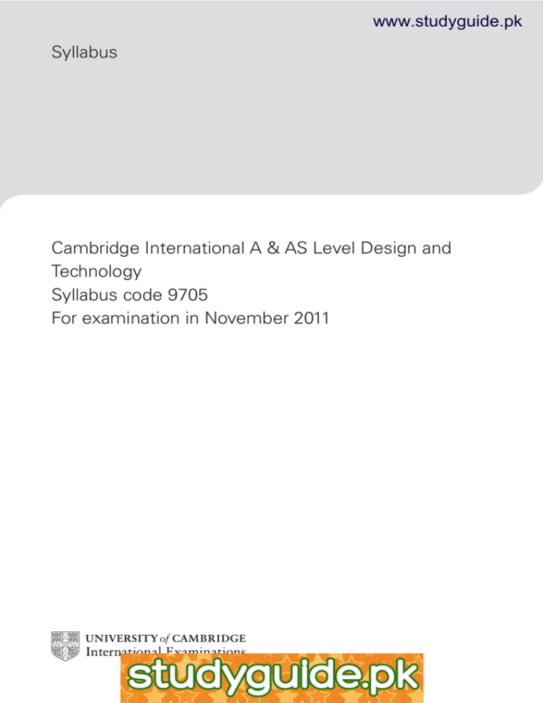 Syllabus Cambridge International A & AS Level Design and Technology ...