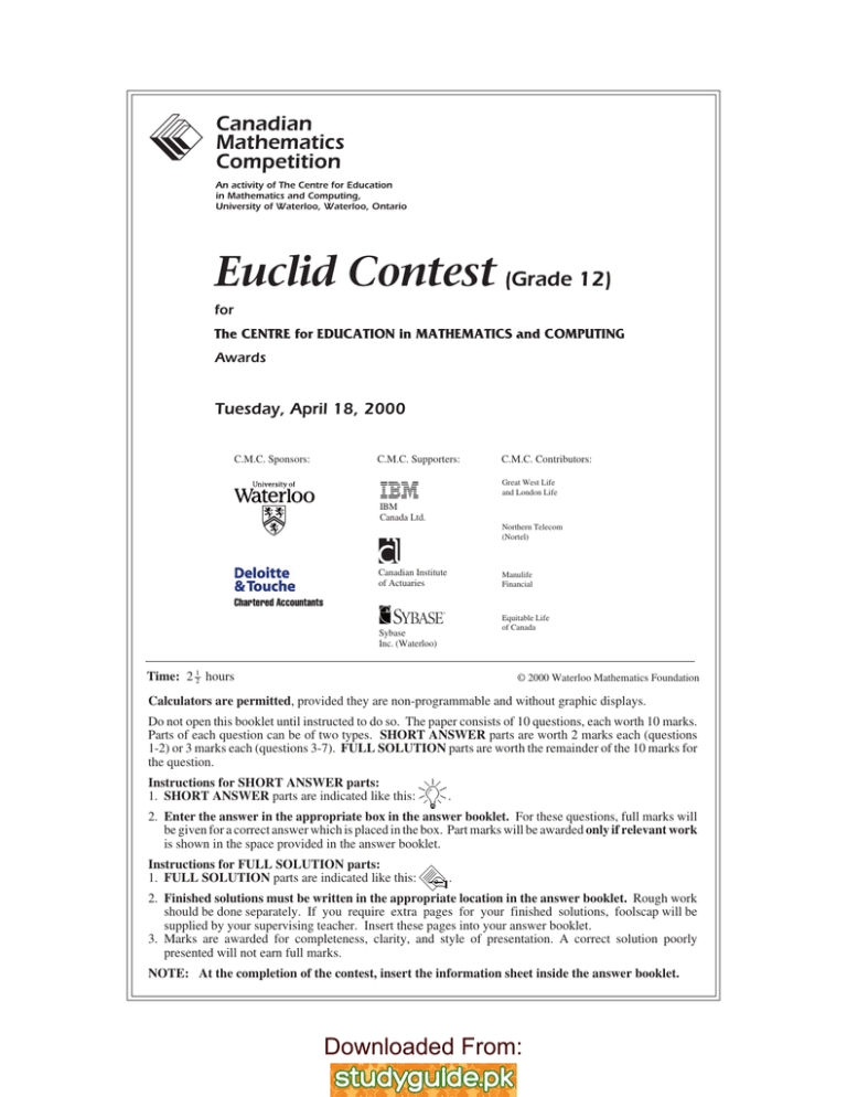 Canadian Mathematics Competition