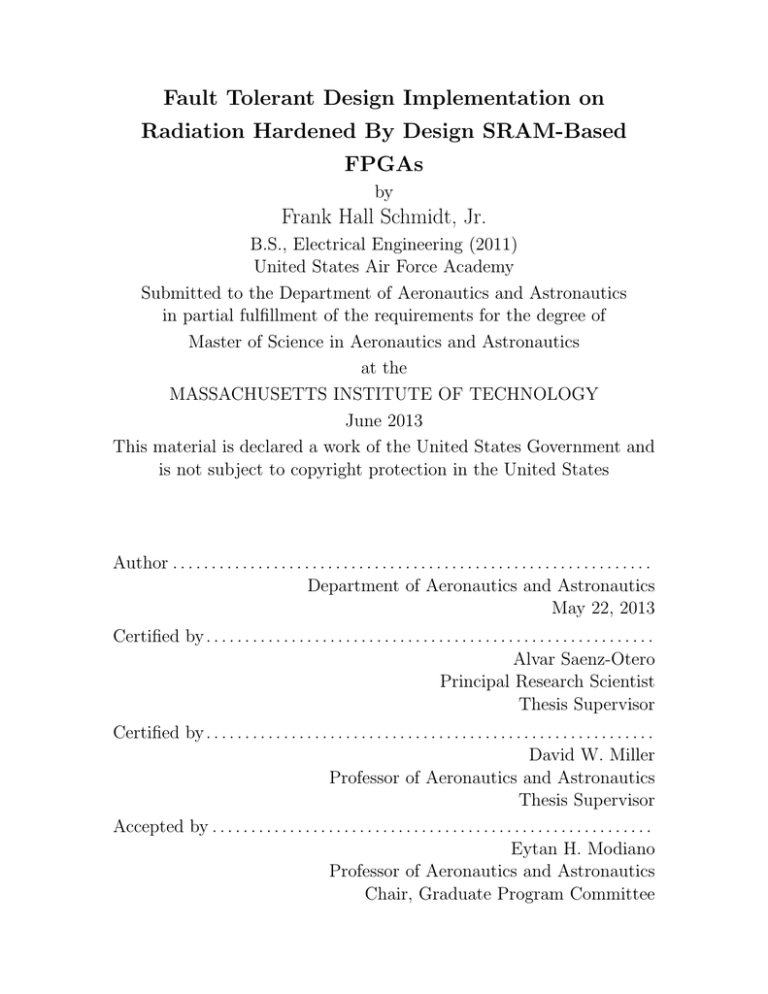 Fault Tolerant Design Implementation On Radiation Hardened By Design Sram Based Fpgas