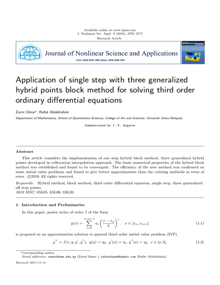 Application Of Single Step With Three Generalized Ordinary Differential