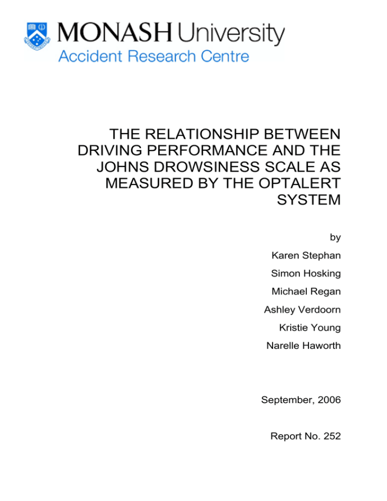 THE RELATIONSHIP BETWEEN DRIVING PERFORMANCE AND THE JOHNS DROWSINESS ...