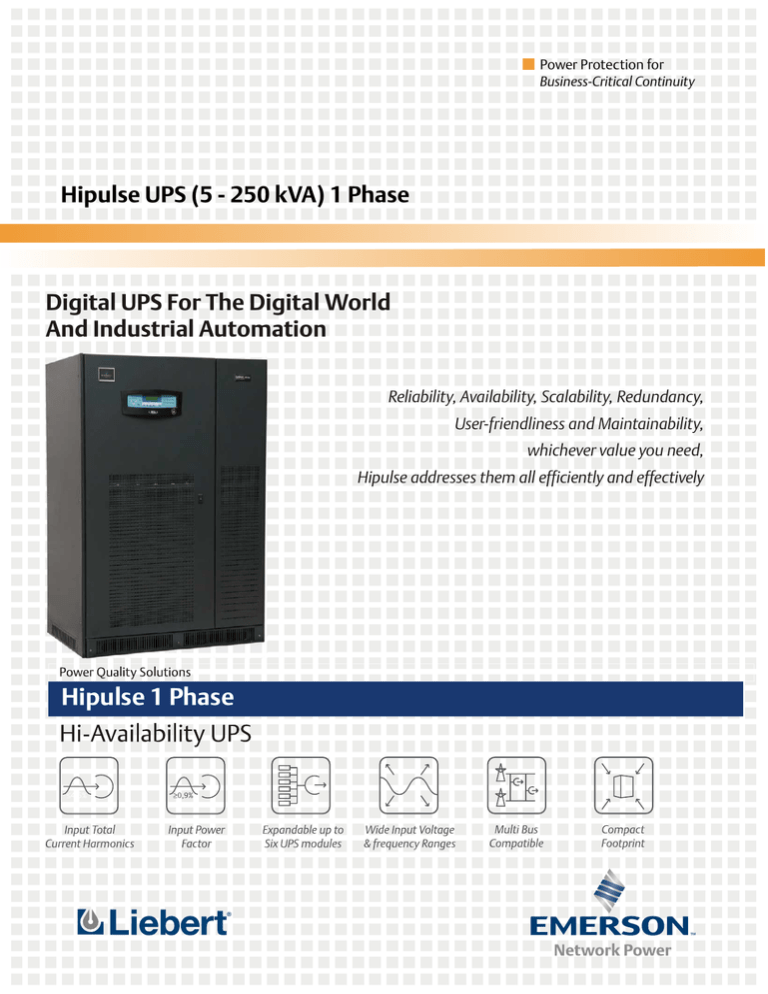 Hipulse UPS (5 - 250 kVA) 1 Phase And Industrial Automation