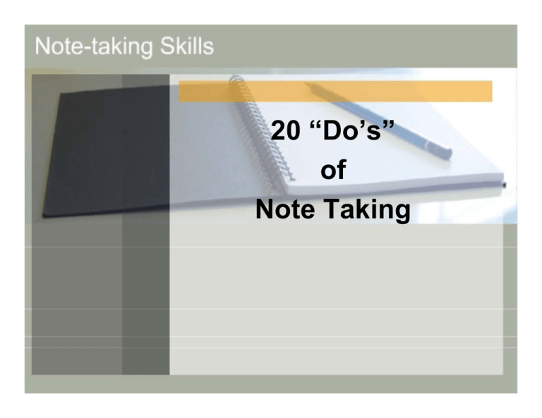 20 Do s Of Note Taking