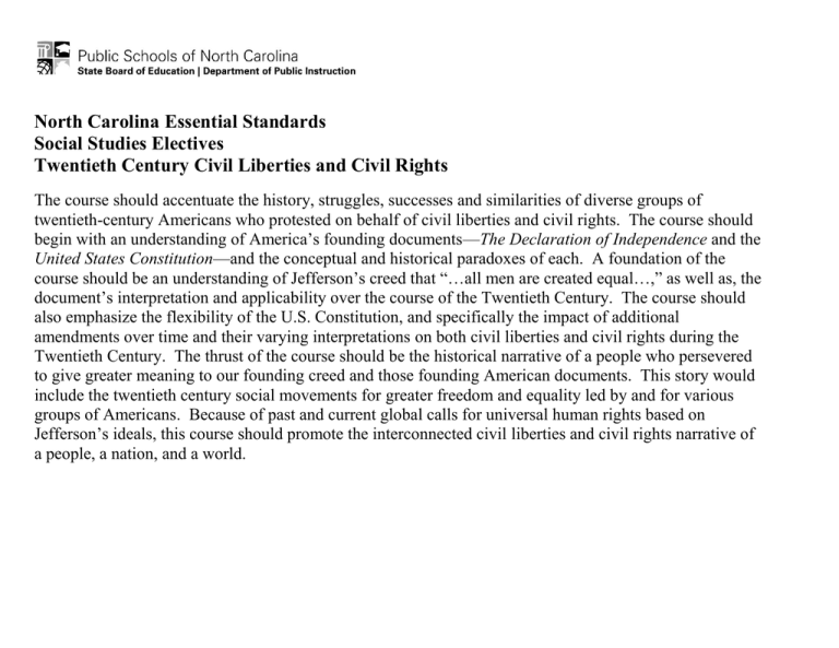North Carolina Essential Standards Social Studies Electives North Carolina Essential Standards Social Studies Electives