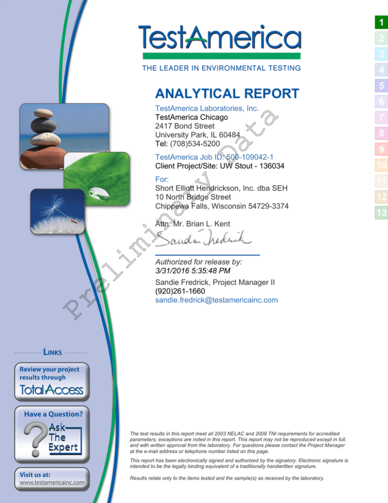 ANALYTICAL REPORT 1 2 3