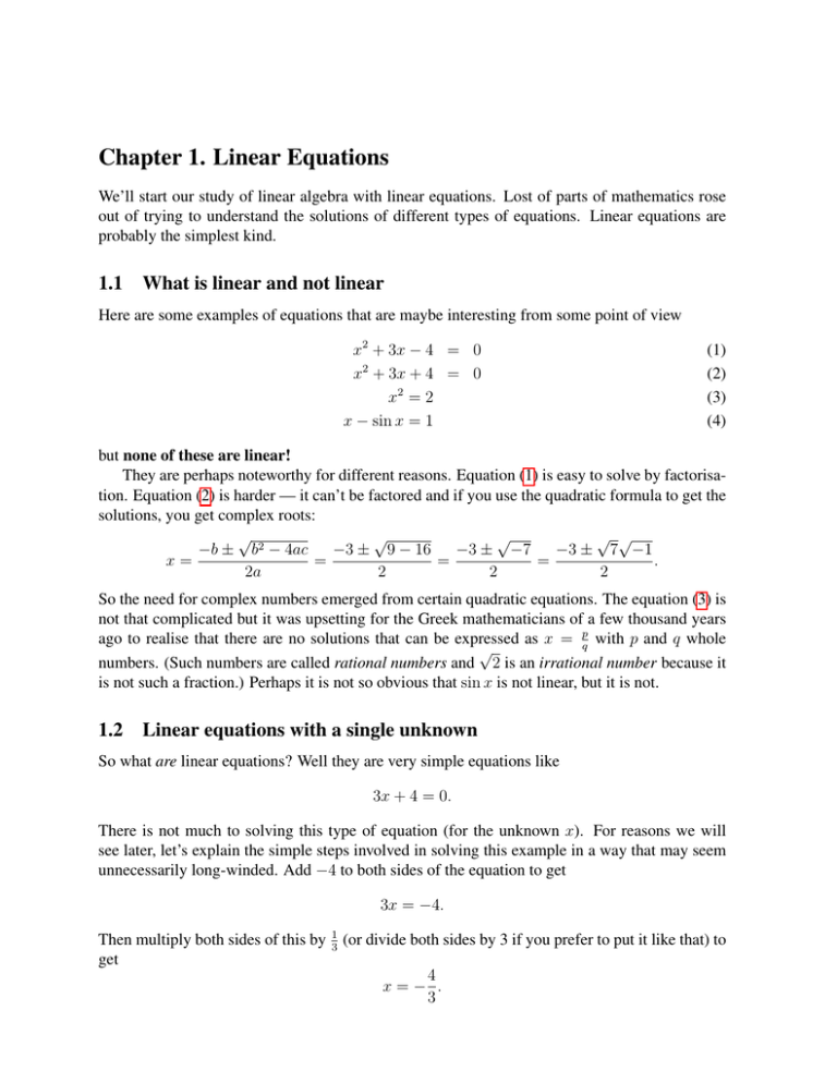 Chapter 1 Linear Equations