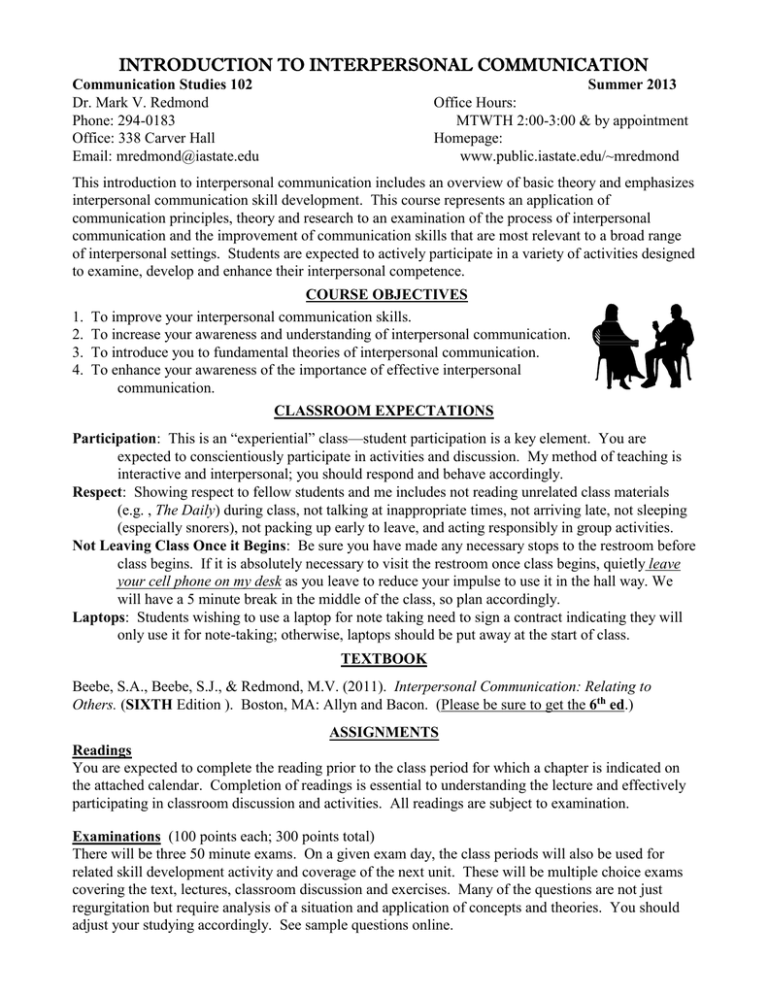 INTRODUCTION TO INTERPERSONAL COMMUNICATION INTRODUCTION TO INTERPERSONAL COMMUNICATION