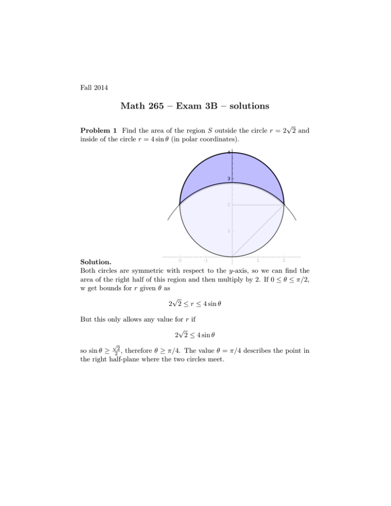 Math 265 – Exam 3B – solutions
