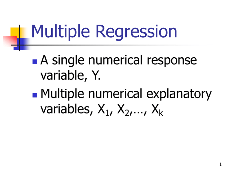 Multiple Regression A Single Numerical Response Variable Y Multiple
