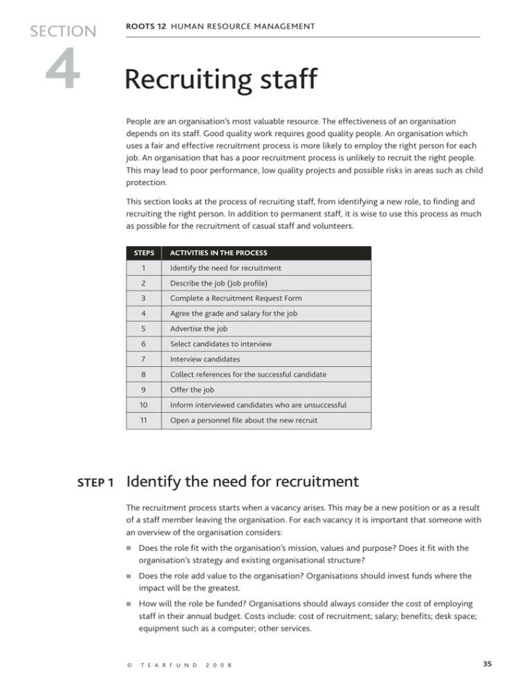 4 Recruiting staff SECTION