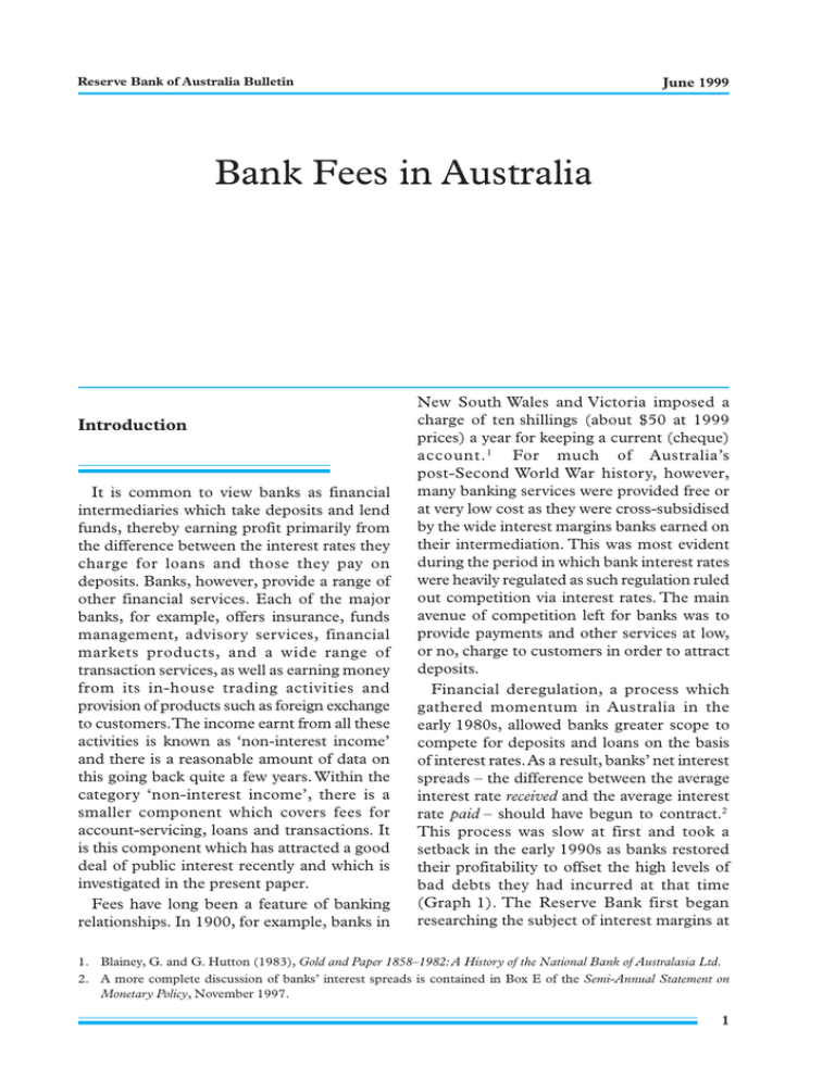 Bank Fees In Australia Introduction