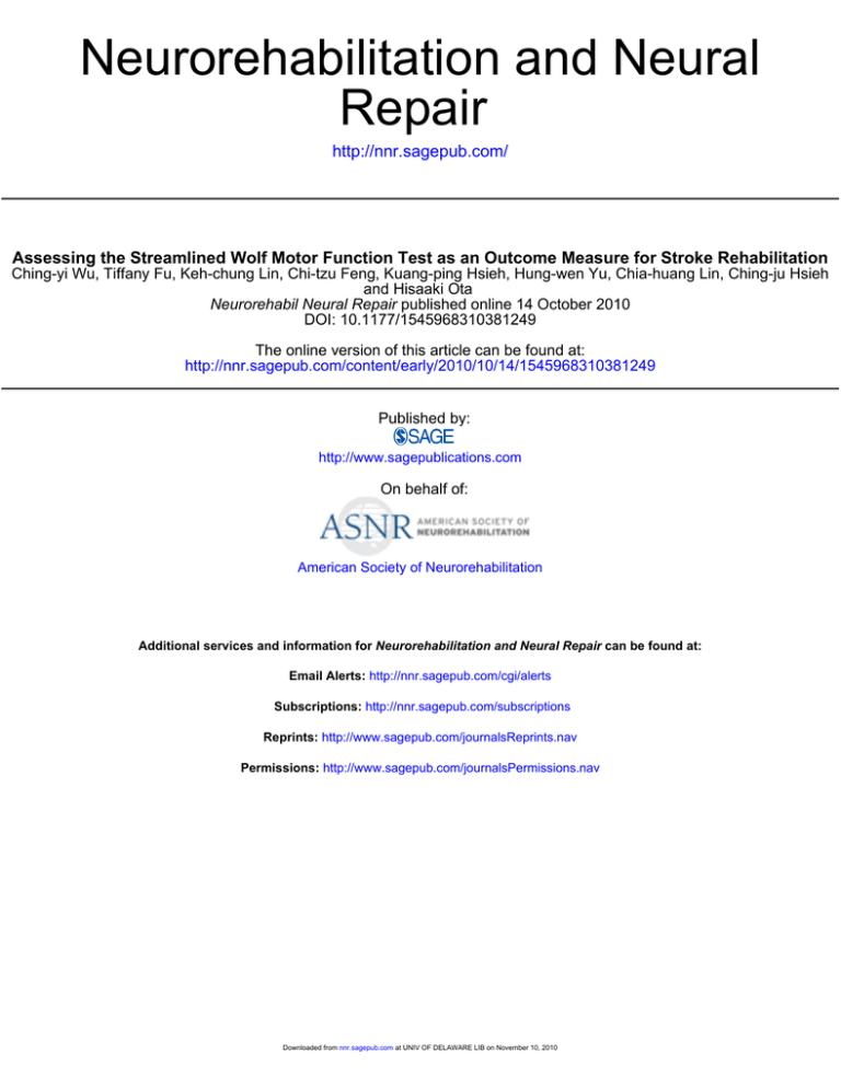 Neurorehabilitation and Neural Repair