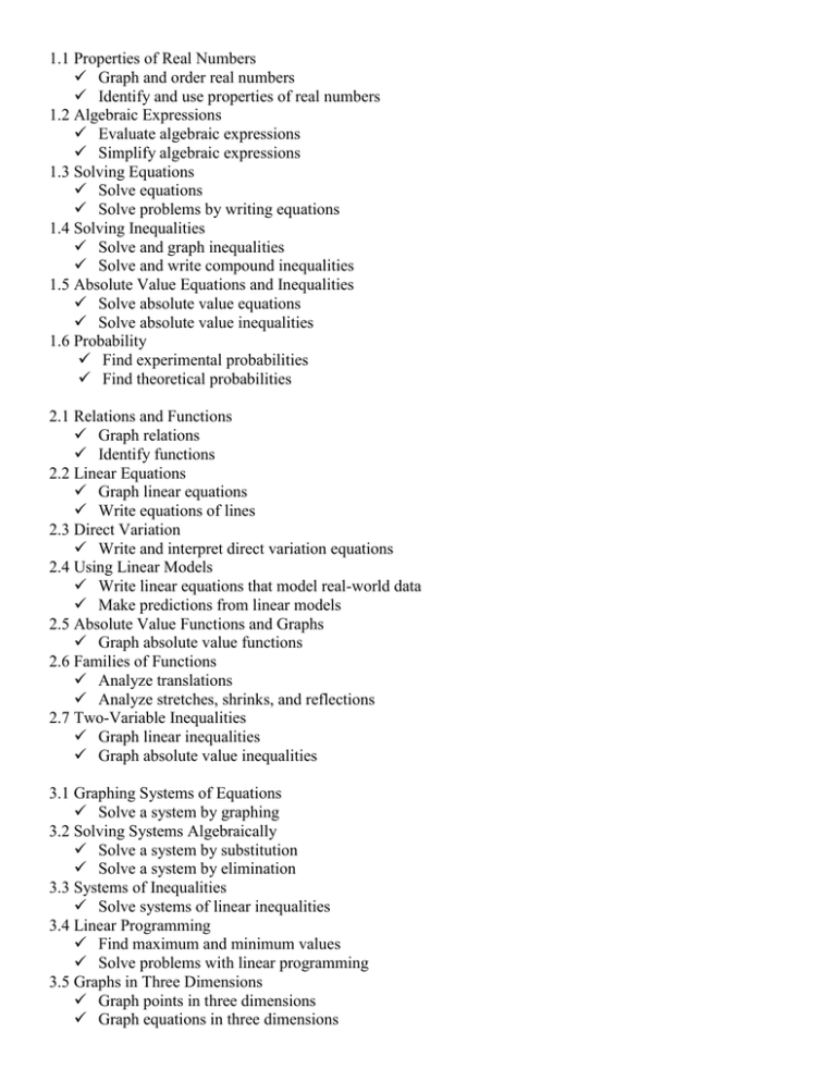 1 1 Properties Of Real Numbers