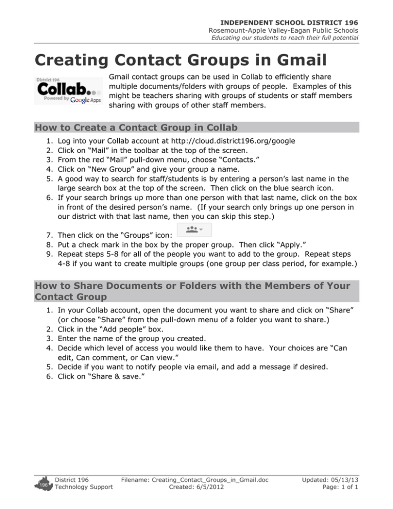 Creating Contact Groups In Gmail