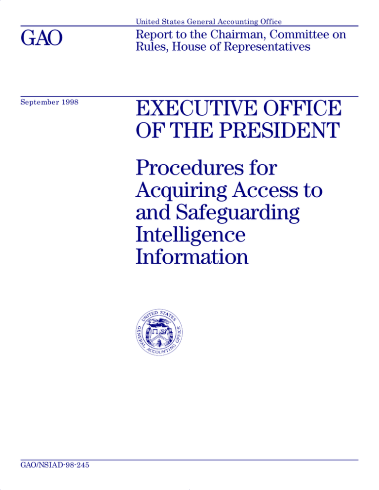 GAO EXECUTIVE OFFICE OF THE PRESIDENT Procedures for