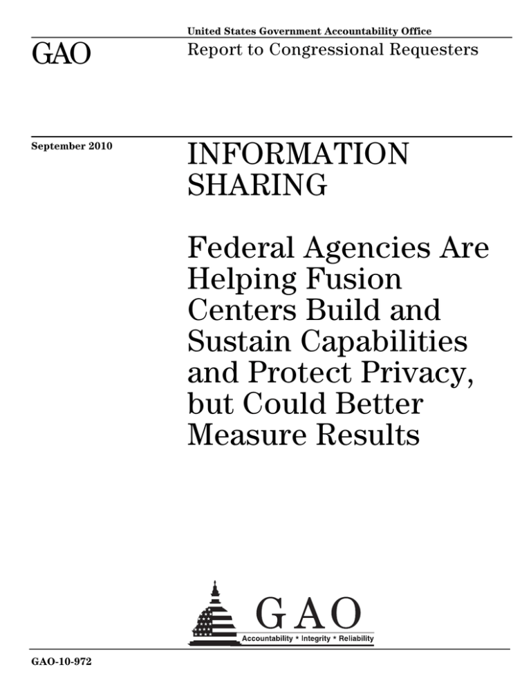 GAO INFORMATION SHARING Federal Agencies Are