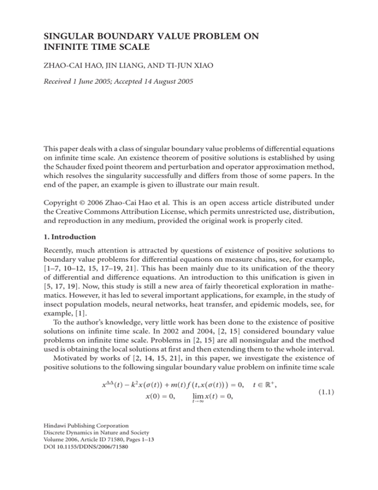 SINGULAR BOUNDARY VALUE PROBLEM ON INFINITE TIME SCALE