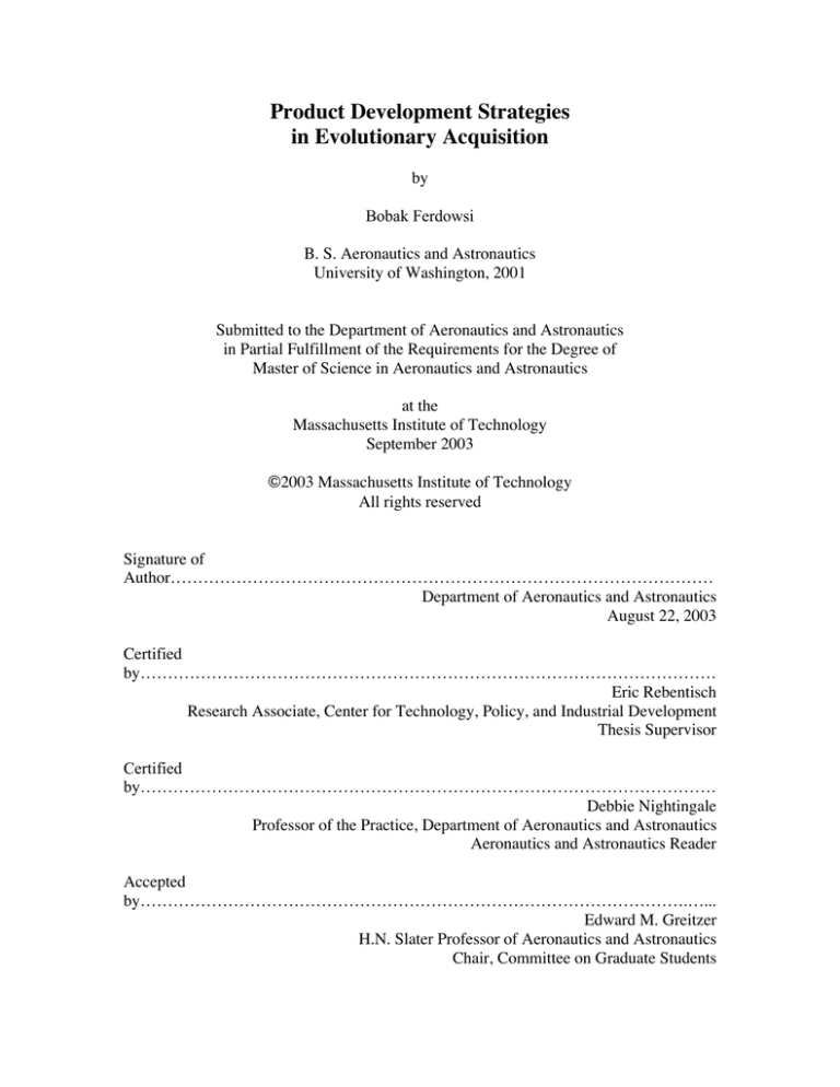 Product Development Strategies in Evolutionary Acquisition