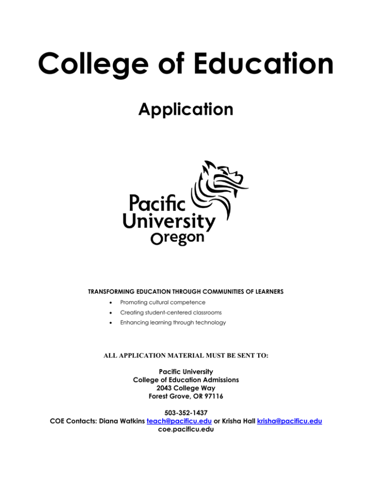 College Of Education Application