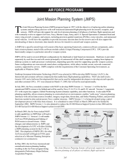 Joint Mission Planning System (JMPS) NAVY PROGRAMS