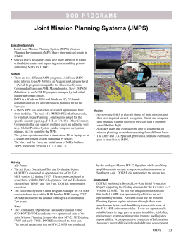 T Joint Mission Planning System (JMPS) AIR FORCE PROGRAMS