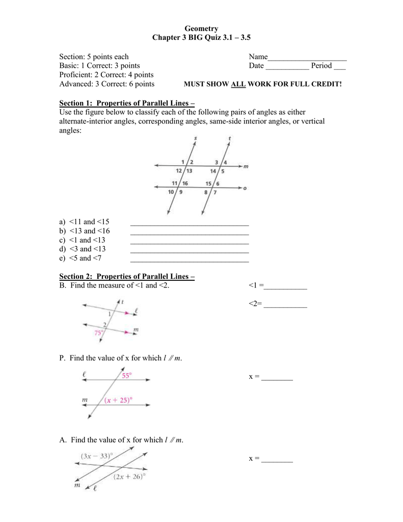 Chapter 3 Study Guide And Review Geometry Answers Study Poster