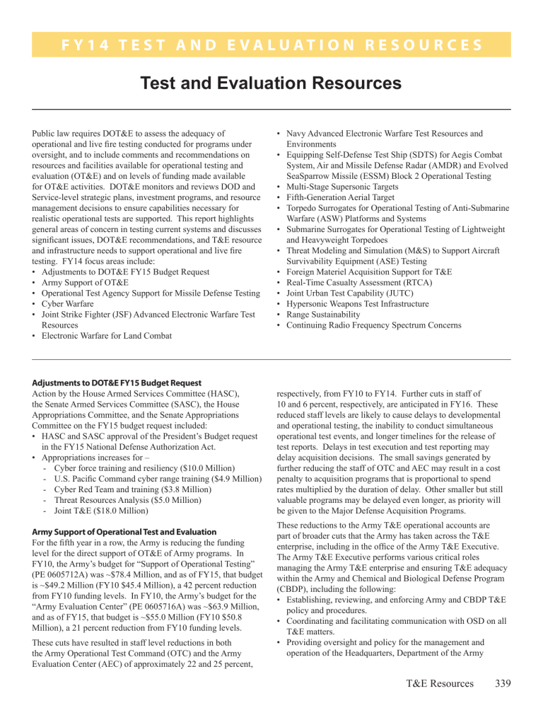 Test and Evaluation Resources