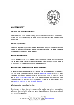 Patient Information Leaflet - Care of Skin after Cryo