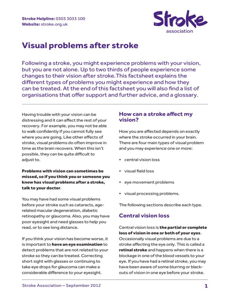 Visual Problems After Stroke