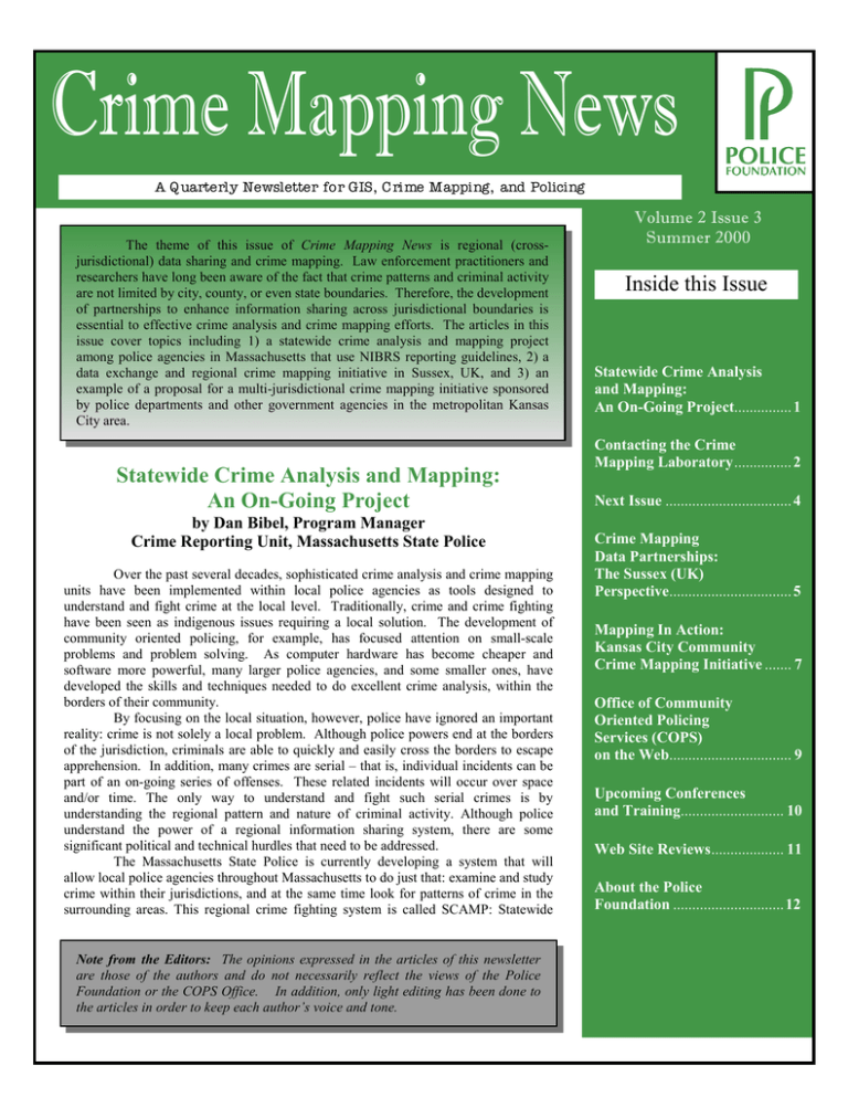 Crime Mapping News Volume 2 Issue 3 Summer 2000
