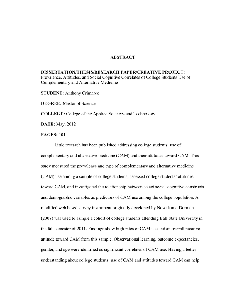 Thesis Abstract Thesis Title Ideas For College