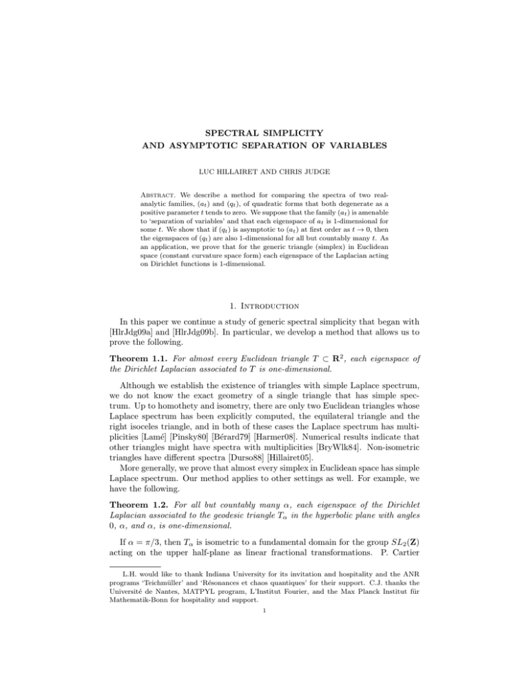 SPECTRAL SIMPLICITY AND ASYMPTOTIC SEPARATION OF VARIABLES