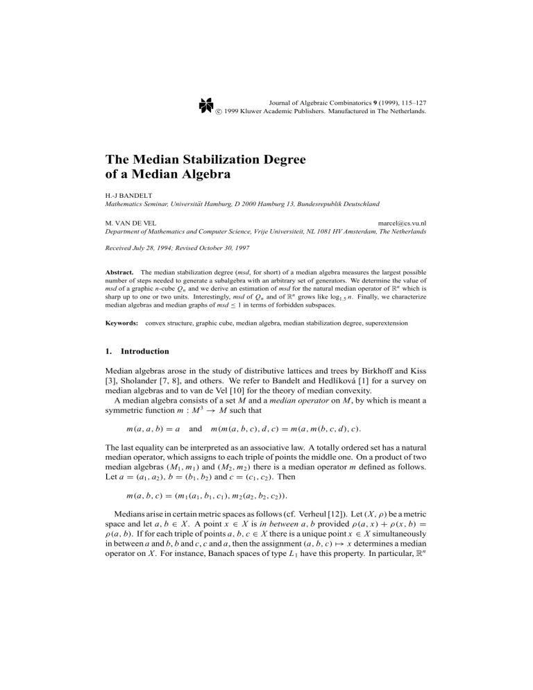 The Median Stabilization Degree of a Median Algebra