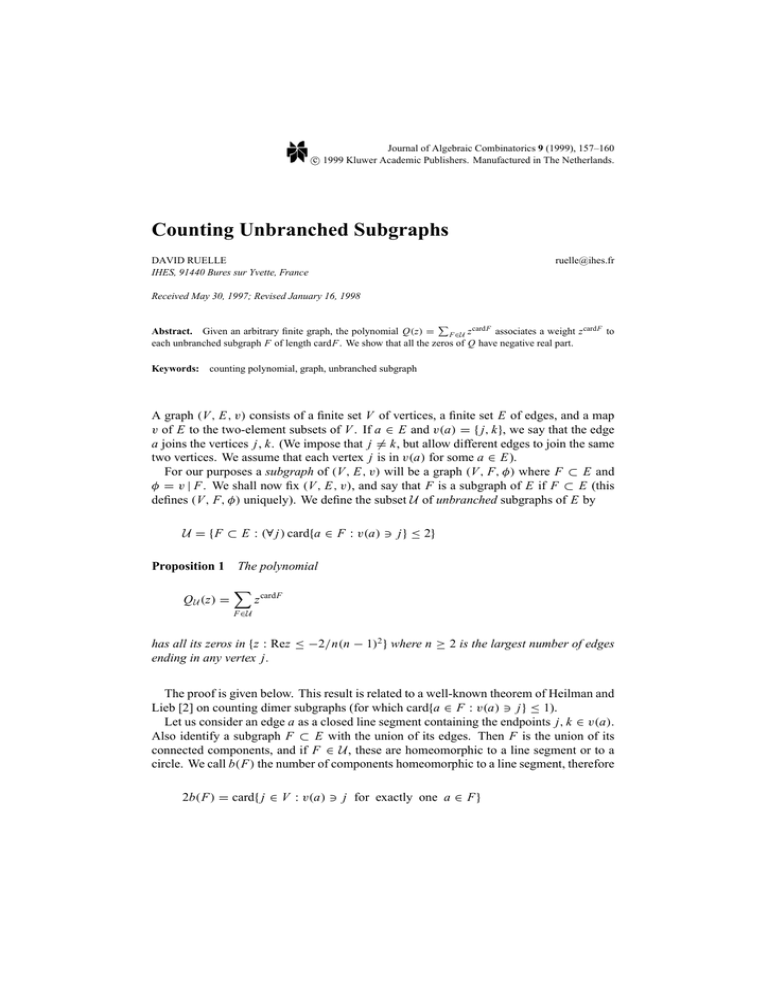 Counting Unbranched Subgraphs