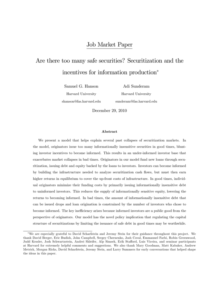 Job Market Paper incentives for information production